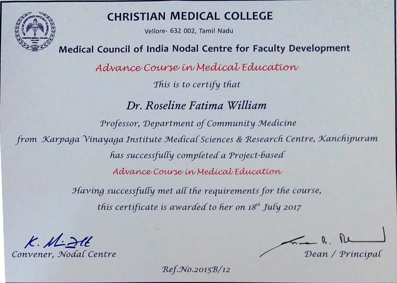Additional Certificate – Karpaga Vinayaga Institute of Medical Sciences ...